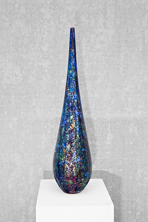 Flûte ballon Bleu polychromique – Atelier céramiste Tommy Zen
